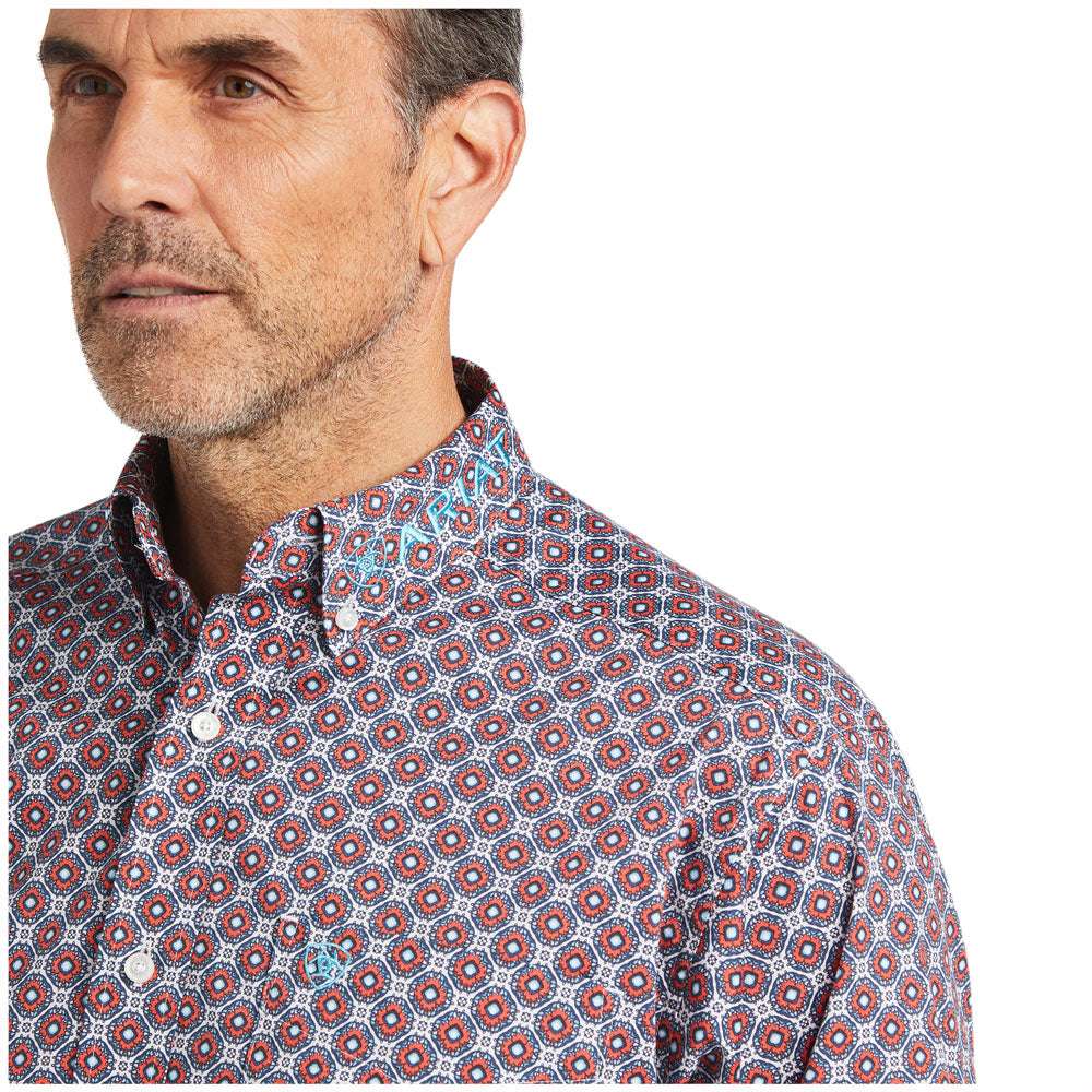 10039729 Ariat Men's Paxton Team Logo Classic Long Sleeve Shirt - Whit ...